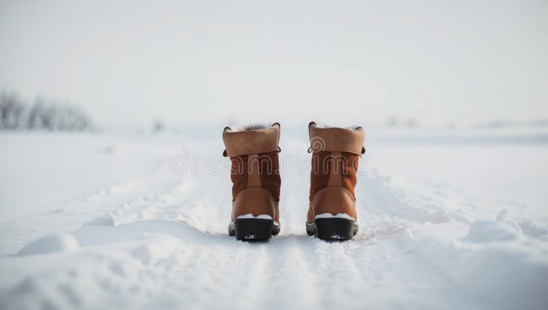 Feet Walking through Snowy Winter Landscape. Stock Image - Image of ...