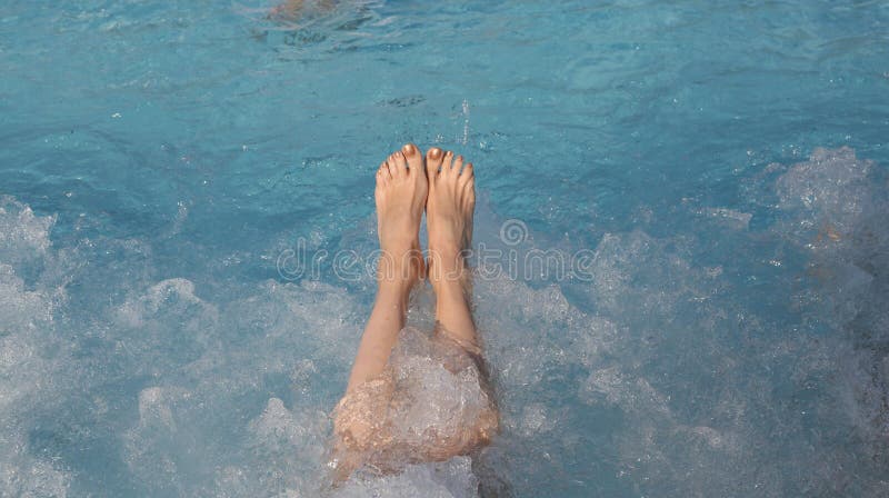 Feet during the Whirlpool Therapy in the Spa Pool Stock Image - Image ...