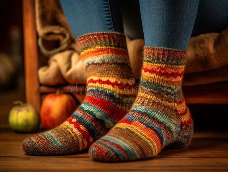 Feet in woolen socks stock illustration. Illustration of clothes ...