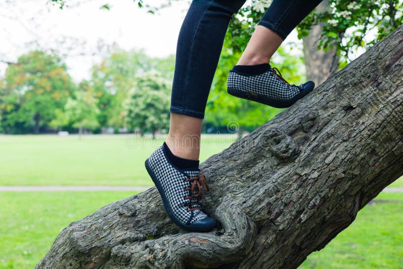 Feet of a Young Woman Climbing Tree Stock Photo - Image of beauty, feet ...
