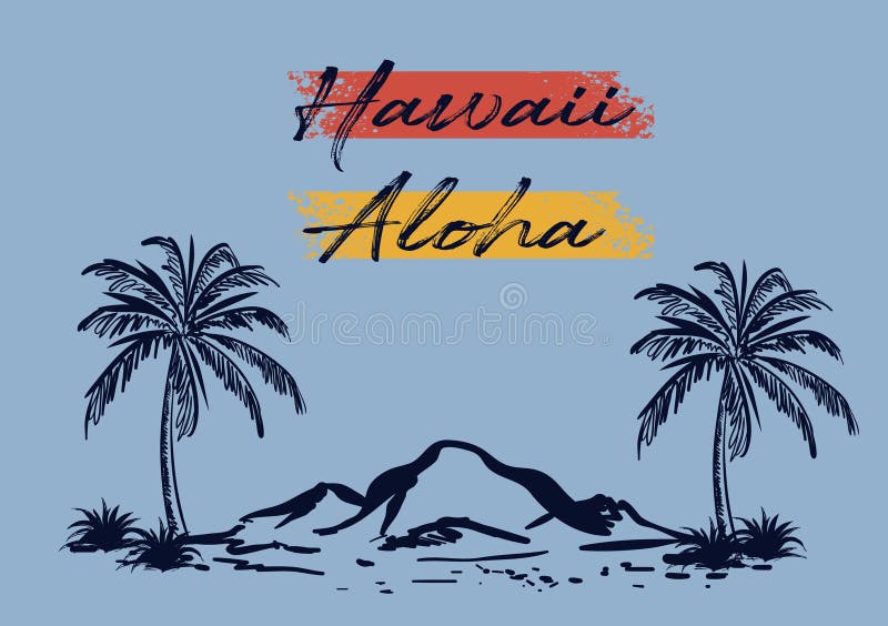 Hawaii Aloha Beach Design Colored Stock Vector - Illustration of beach ...