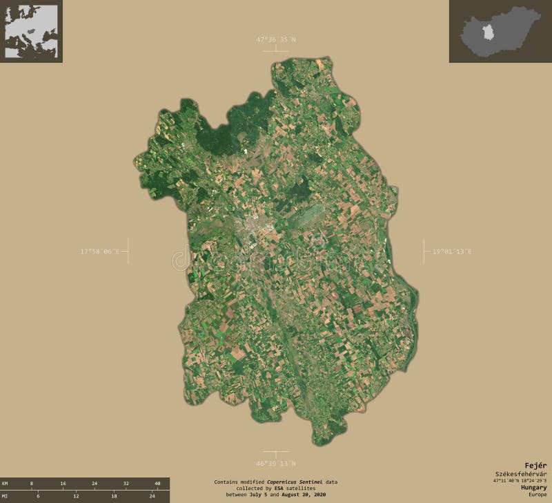 Fejer, Hungary - Composition. Sentinel-2 Satellite Stock Illustration ...