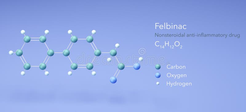 Felbinac Molecule, Molecular Structures, Biphenylylacetic Acid, 3d ...