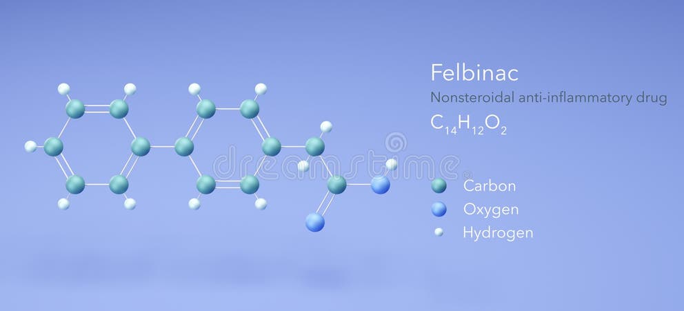 Felbinac Molecule, Molecular Structures, Biphenylylacetic Acid, 3d ...
