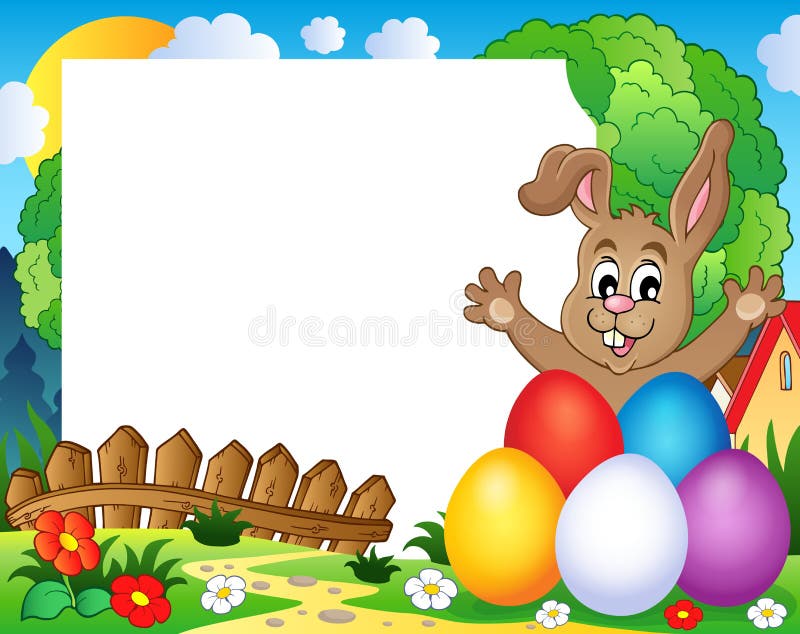Feld Mit Ostern-Kaninchenthema 2 Vektor Abbildung - Illustration von ...