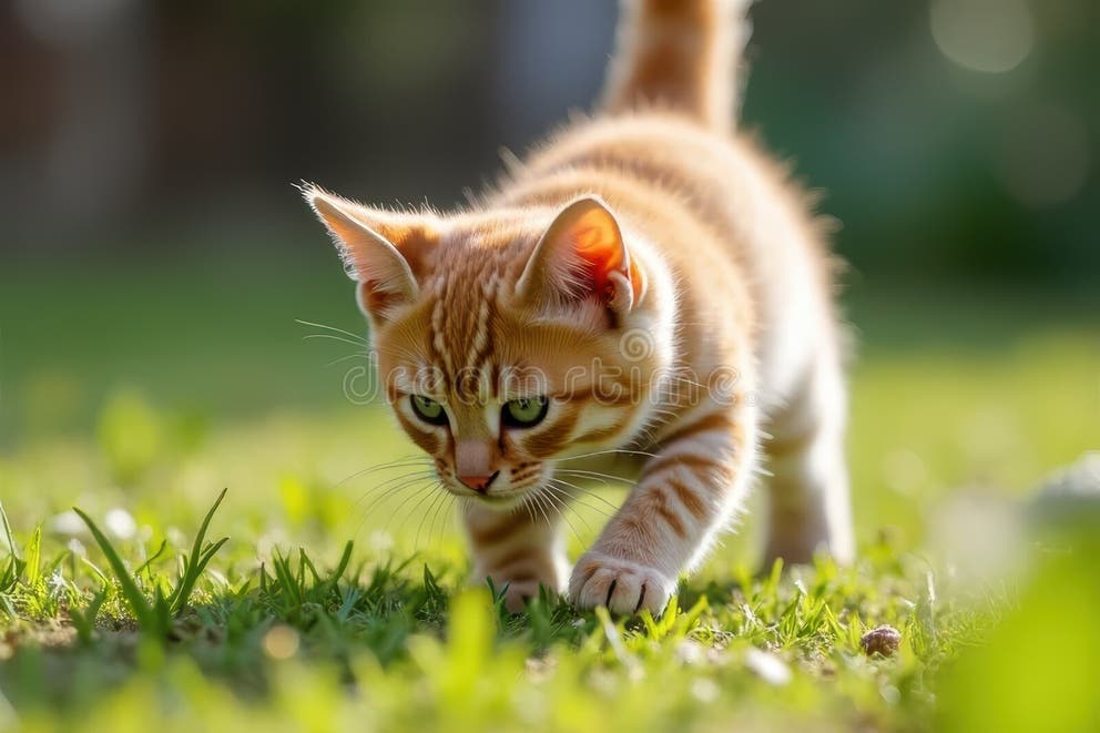 Adventurous Cat Tale stock illustration. Illustration of running ...