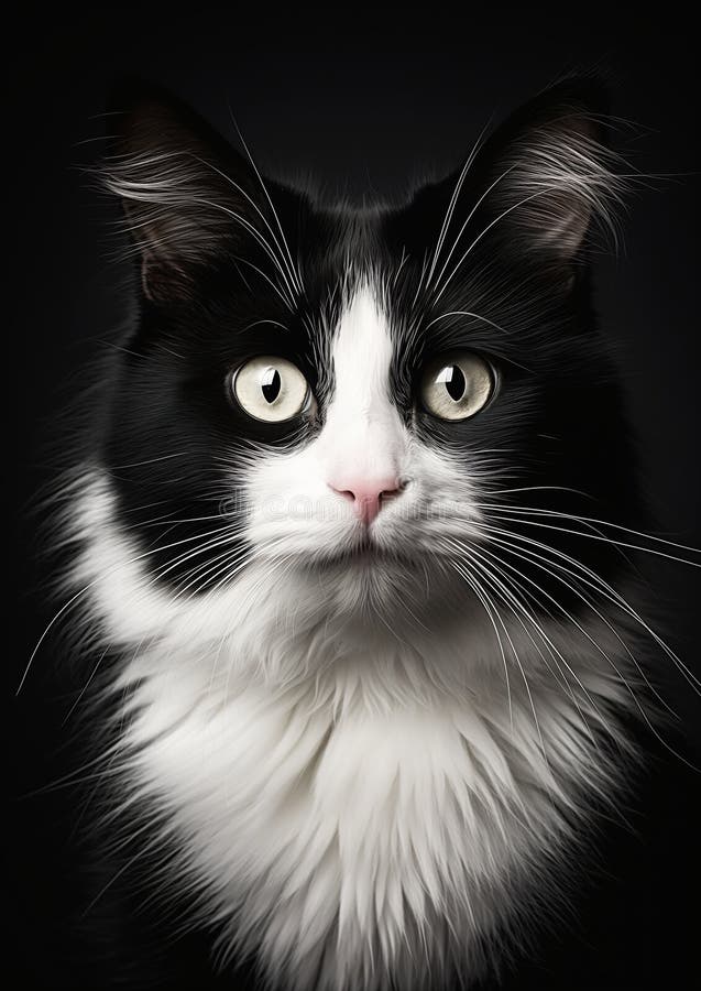 Feline Beauty: a Stunning Portrait of a White-Faced Kitten with Stock ...