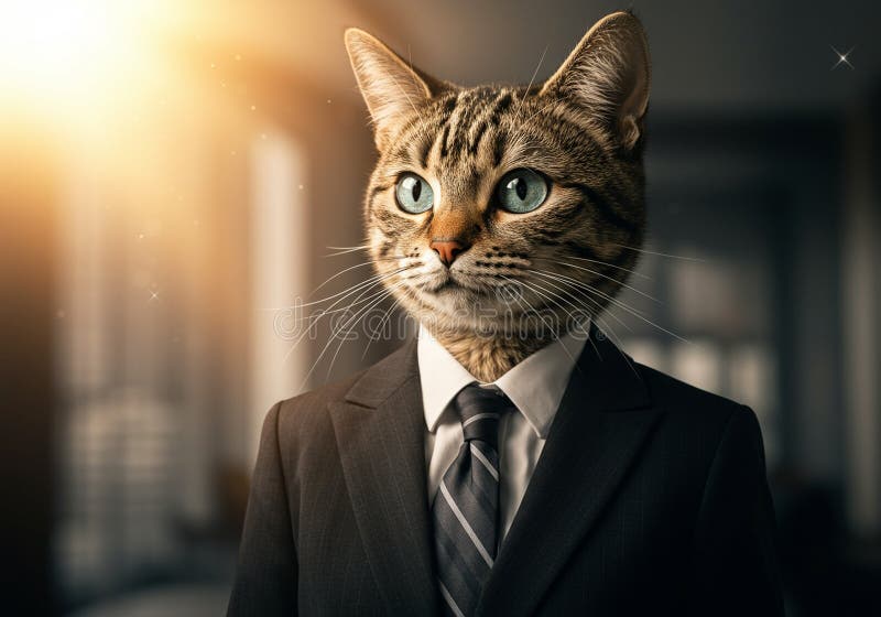 A Feline CEO: Cat in a Suit, Business Cat Stock Illustration ...