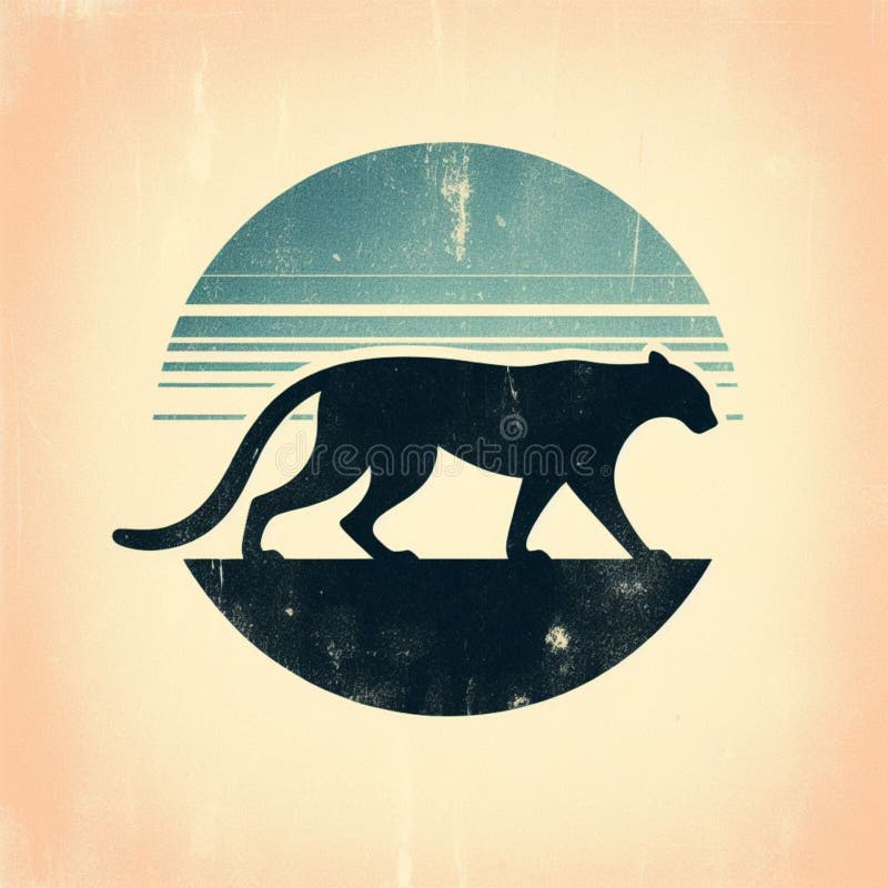 Feline Creature Stand Boldly in Front of a Vsunset Vintage Minimalist ...