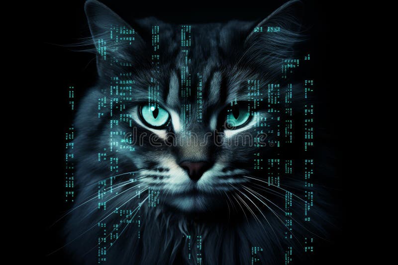 A Feline with a Flair for Hacking or Coding, Donning a Beautiful Face ...