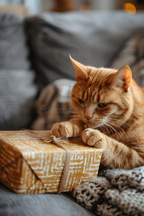 Feline Fun: Cute Cat Enjoying a Cheerful Birthday Celebration Stock ...