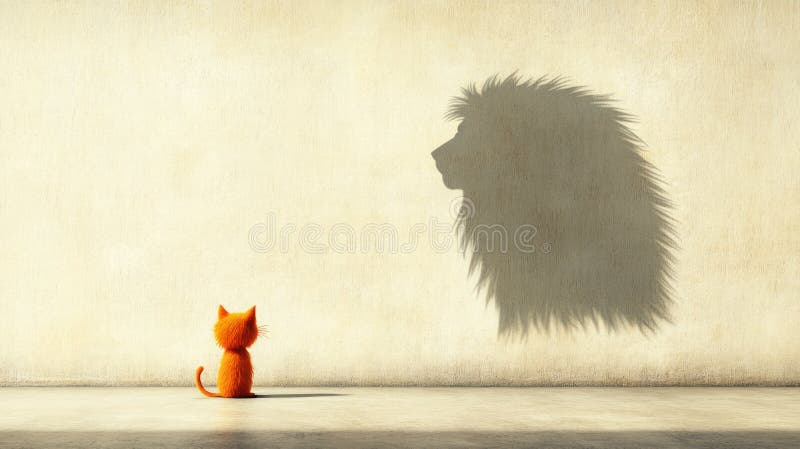 Feline Strength: a Small Orange Cat S Shadow Casts a Lion on the Wall ...