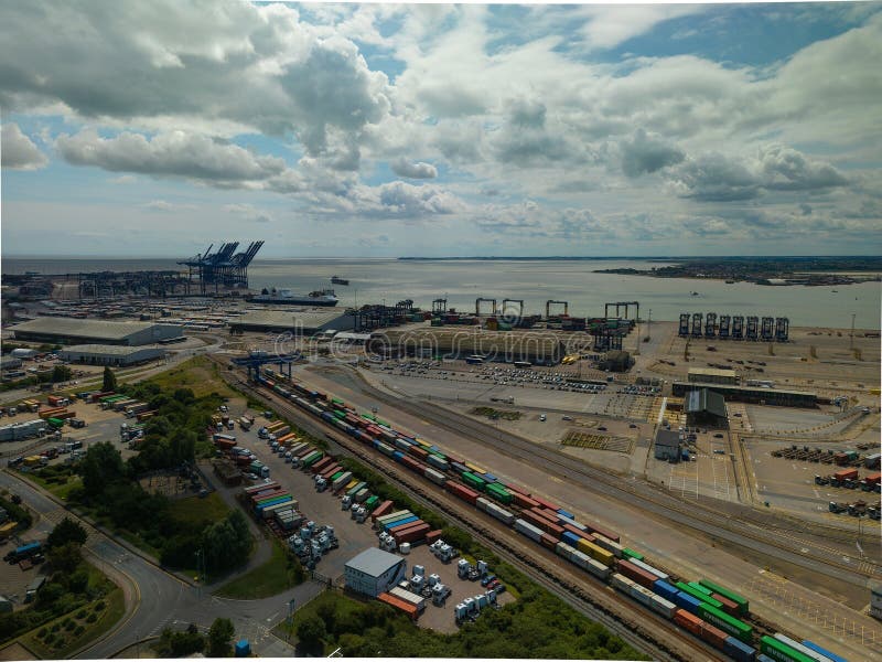 Felixstowe Port on the Orwell Aerial View Stock Image - Image of export ...