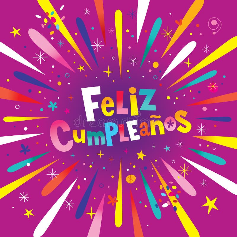 Feliz Cumpleanos - Happy Birthday in Spanish Greeting Card Stock Vector ...