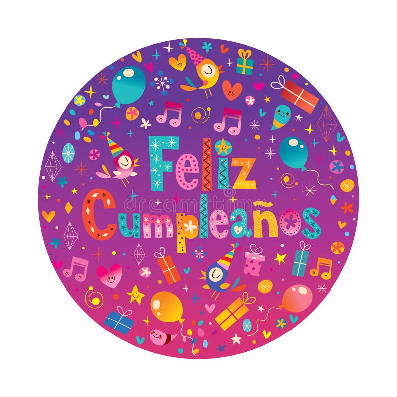 Feliz Cumpleanos Happy Birthday in Spanish Stock Vector - Illustration ...