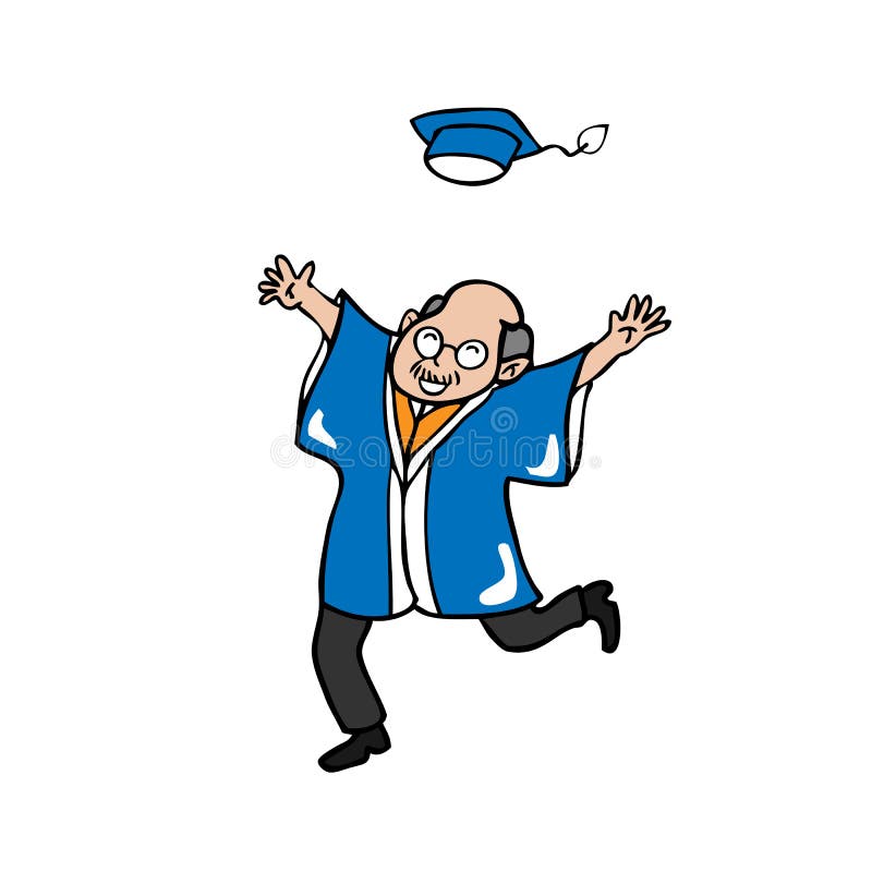 Feliz mayor graduado ilustración del vector. Ilustración de alegre ...