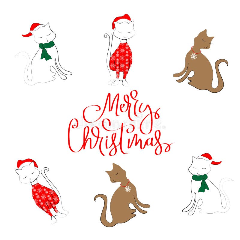 FELIZ MODELO DE LA NAVIDAD DEL CAT Ilustración del Vector - Ilustración ...