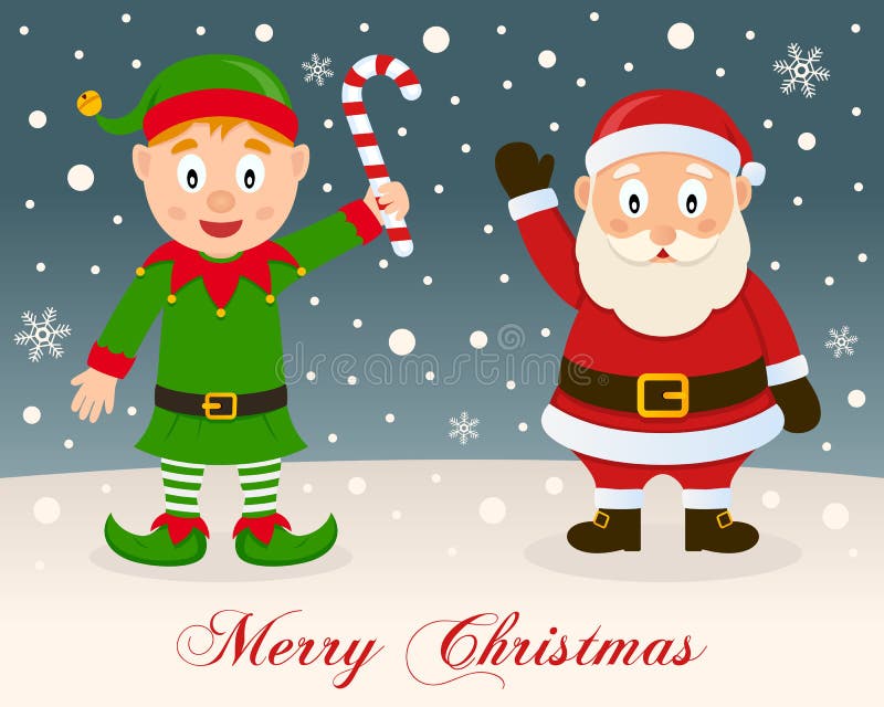 Feliz Navidad - Duende Y Santa Claus Verdes Ilustración del Vector ...