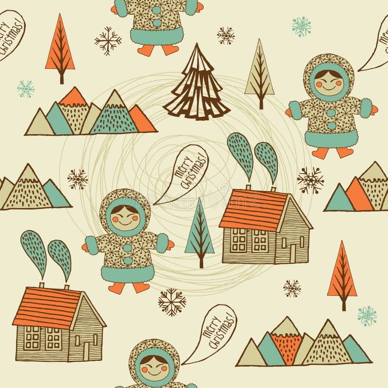 Feliz Navidad esquimal stock de ilustración. Ilustración de esquimales ...