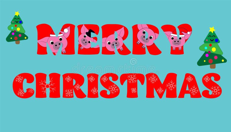 Feliz Navidad Texto Letras Rojas Divertidas Ilustración del Vector ...