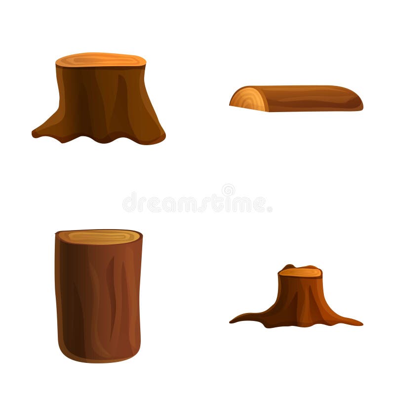 Felled Tree Icons Set Cartoon Vector. Clear Cutting Forest Stock Vector ...