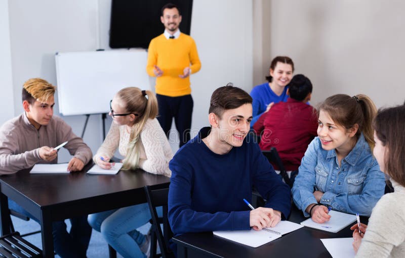 Fellow Students Having Group Work Tasks during School Day Stock Image ...