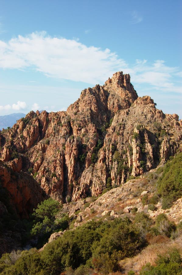 Felsen Von Calanche De Piana in Korsika Stockfoto - Bild von erbe ...