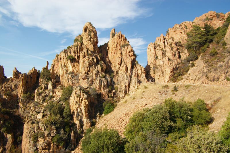 Felsen Von Calanche De Piana in Korsika Stockbild - Bild von korsika ...