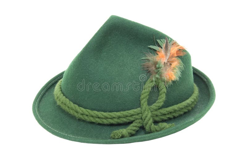 Felt Alpine hat stock photo. Image of feather, green, rope - 9675378