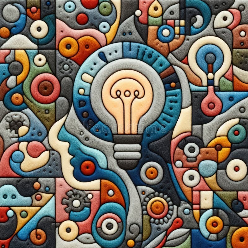 Felt Art Patchwork, Abstract Background with Idea Concept. Thinking ...