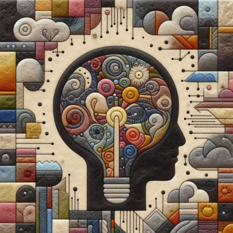 Felt Art Patchwork, Abstract Background with Idea Concept. Thinking ...