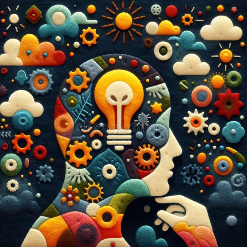 Felt Art Patchwork, Abstract Background with Idea Concept. Thinking ...