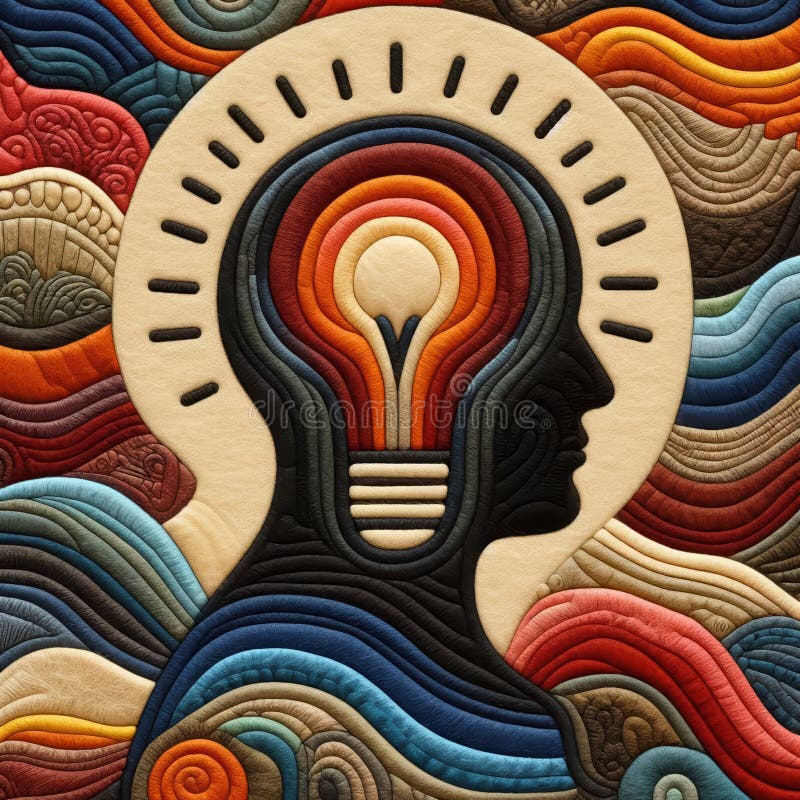 Felt Art Patchwork, Abstract Background with Idea Concept. Thinking ...