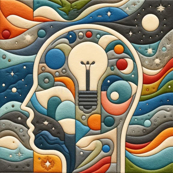 Felt Art Patchwork, Abstract Background with Idea Concept. Thinking ...