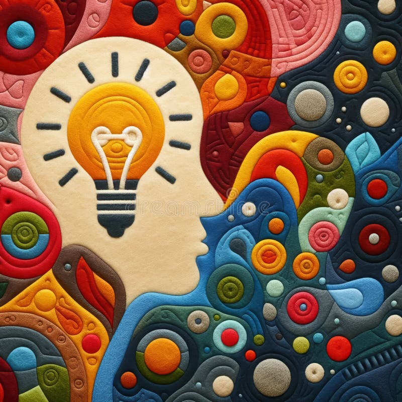 Felt Art Patchwork, Abstract Background with Idea Concept. Thinking ...