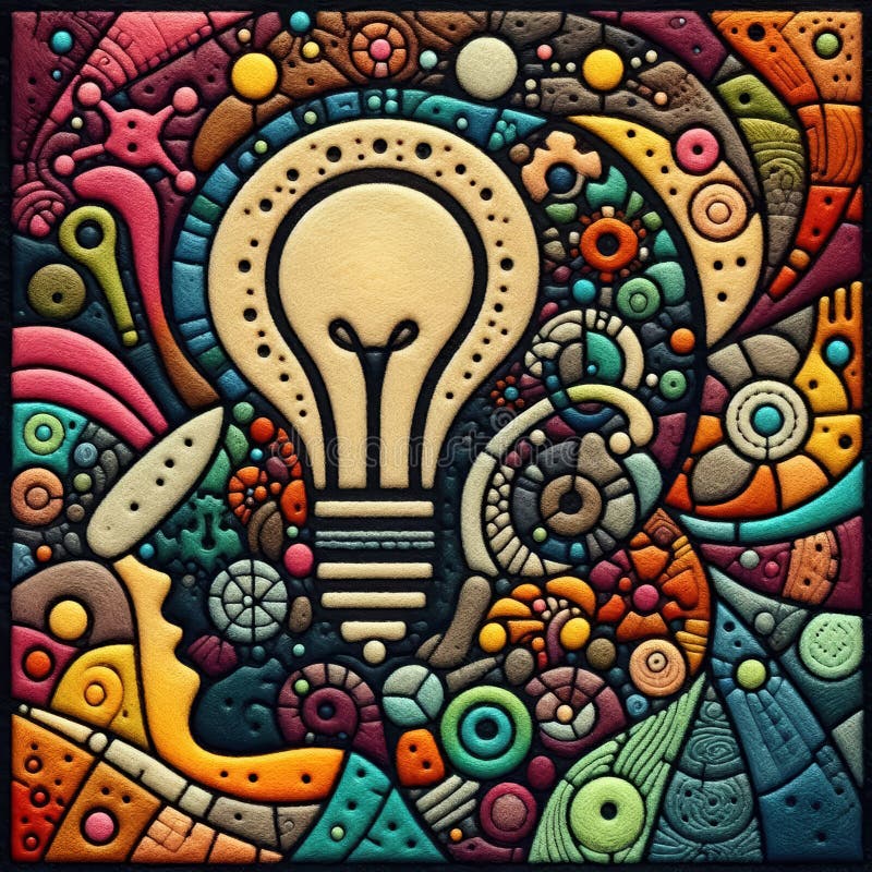 Felt Art Patchwork, Abstract Background with Idea Concept. Thinking ...