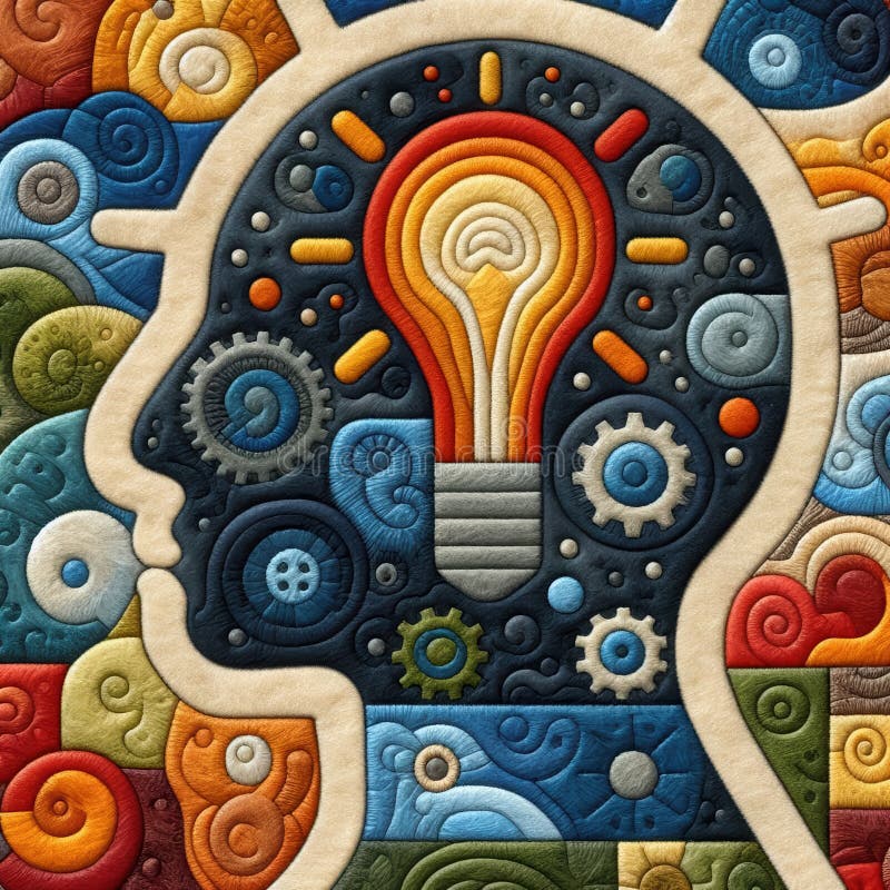 Felt Art Patchwork, Abstract Background with Idea Concept. Thinking ...