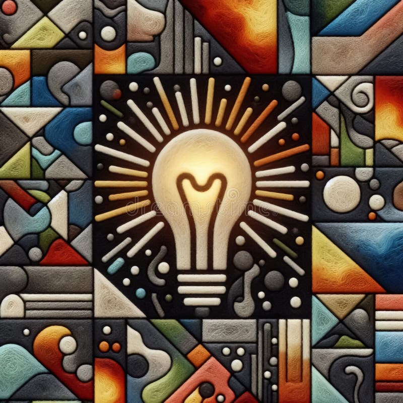Felt Art Patchwork, Abstract Background with Idea Concept. Thinking, Success and Creativity ...