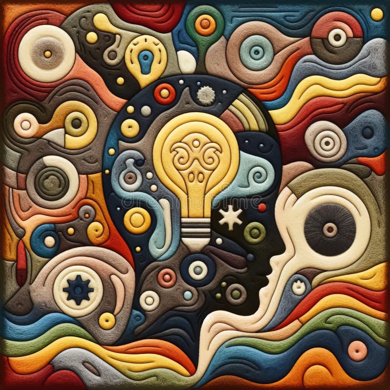 Felt Art Patchwork, Abstract Background with Idea Concept. Thinking ...