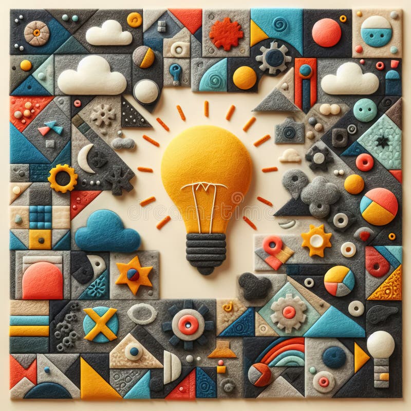 Felt Art Patchwork, Abstract Background with Idea Concept. Thinking ...