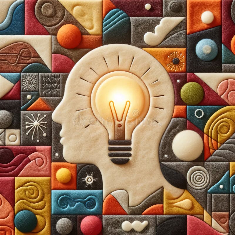 Felt Art Patchwork, Abstract Background with Idea Concept. Thinking ...