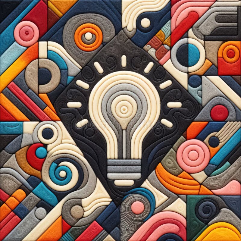 Felt Art Patchwork, Abstract Background with Idea Concept. Thinking, Success and Creativity ...