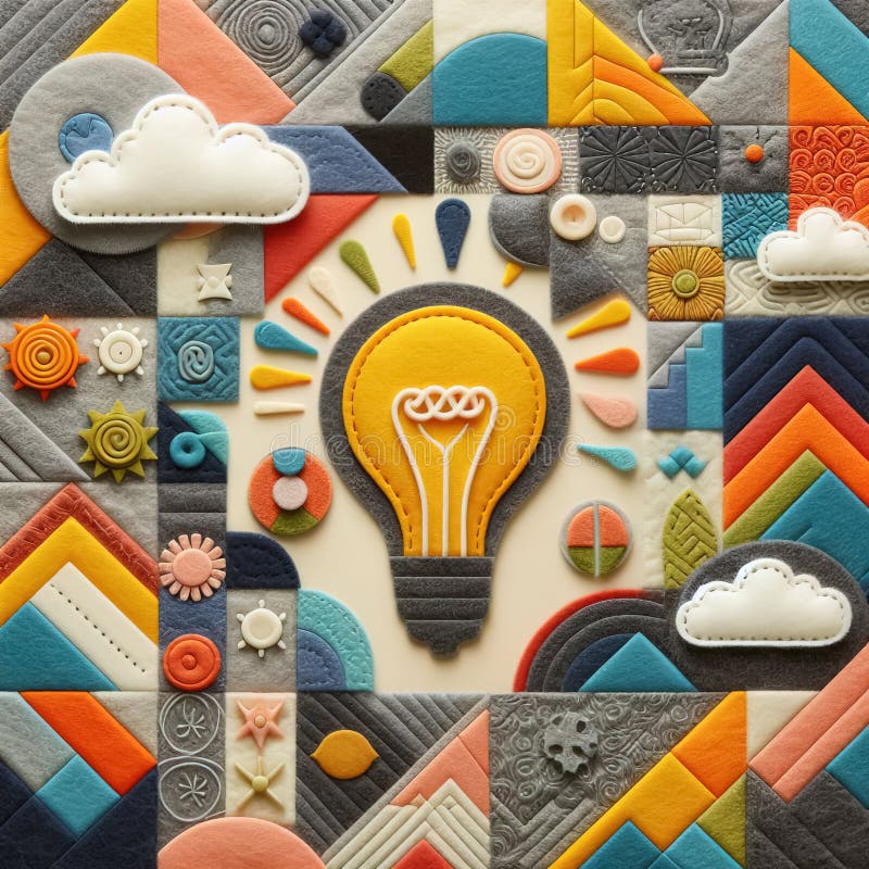Felt Art Patchwork, Abstract Background with Idea Concept. Thinking, Success and Creativity ...