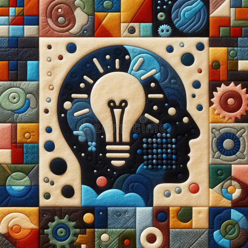 Felt Art Patchwork, Abstract Background with Idea Concept. Thinking ...