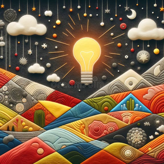 Felt Art Patchwork, Abstract Background with Idea Concept. Thinking ...