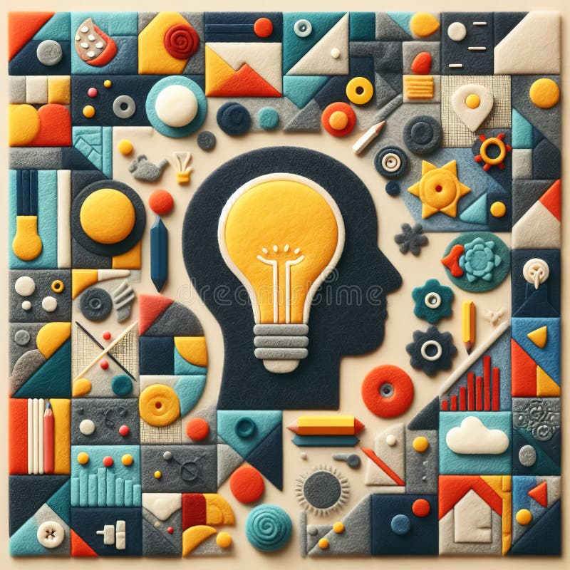 Felt Art Patchwork, Abstract Background with Idea Concept. Thinking ...