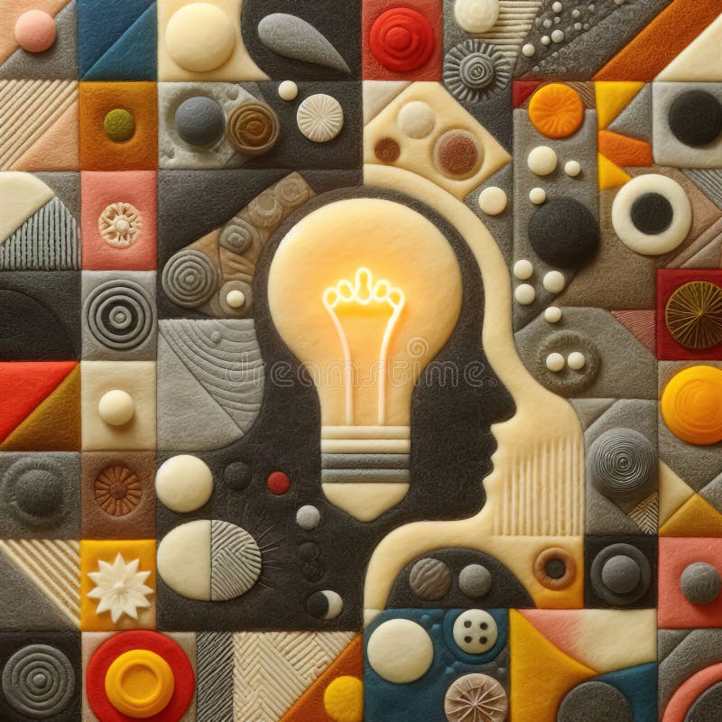 Felt Art Patchwork, Abstract Background with Idea Concept. Thinking ...