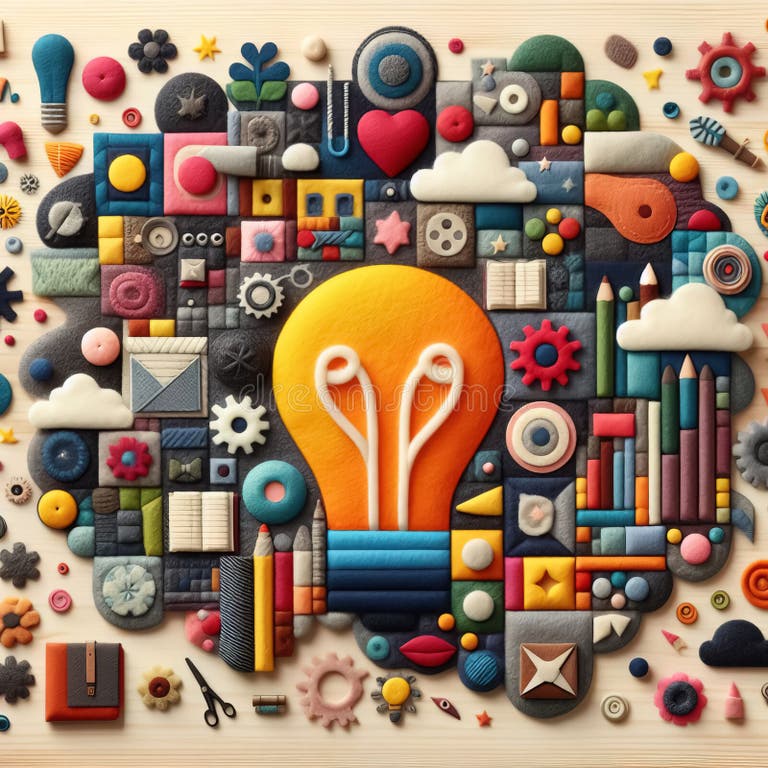 Felt Art Patchwork, Abstract Background with Idea Concept. Thinking ...