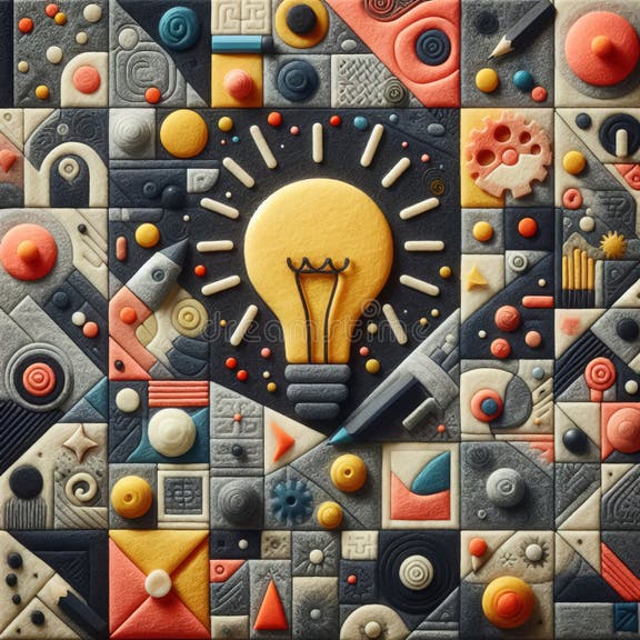 Felt Art Patchwork, Abstract Background with Idea Concept. Thinking ...