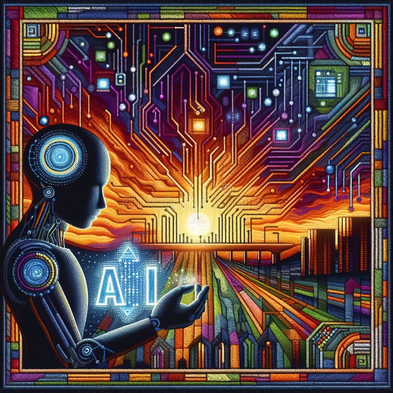 Felt Art Patchwork, AI Cyborg Machine Learning and Artificial ...